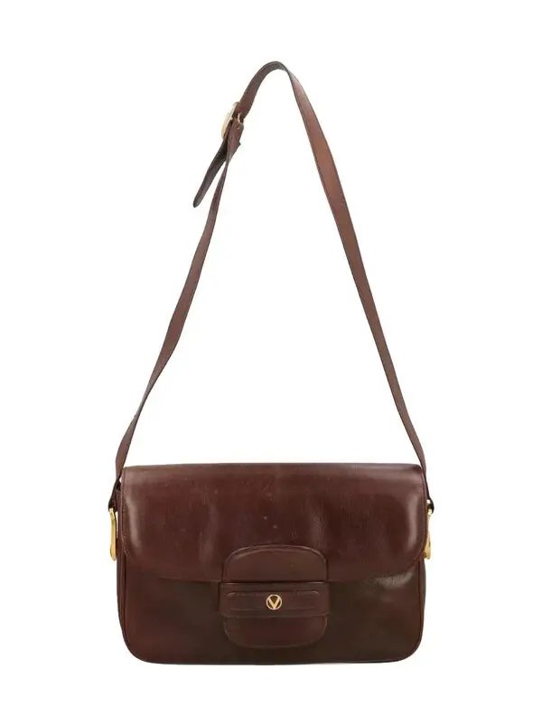 Vintage Leather Crossbody Bag - Brown