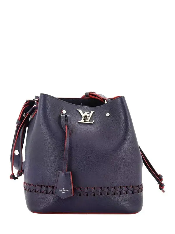LOUIS VUITTON Lockme Braided Leather Bucket Bag - Blue