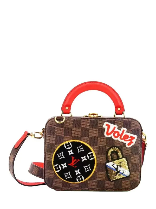 LOUIS VUITTON Stories Box Bag Limited Edition Patches Damier Satchel - Brown