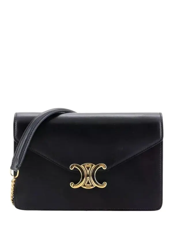 Celine Margo Triomphe Wallet On Chain Crossbody Bag - Black