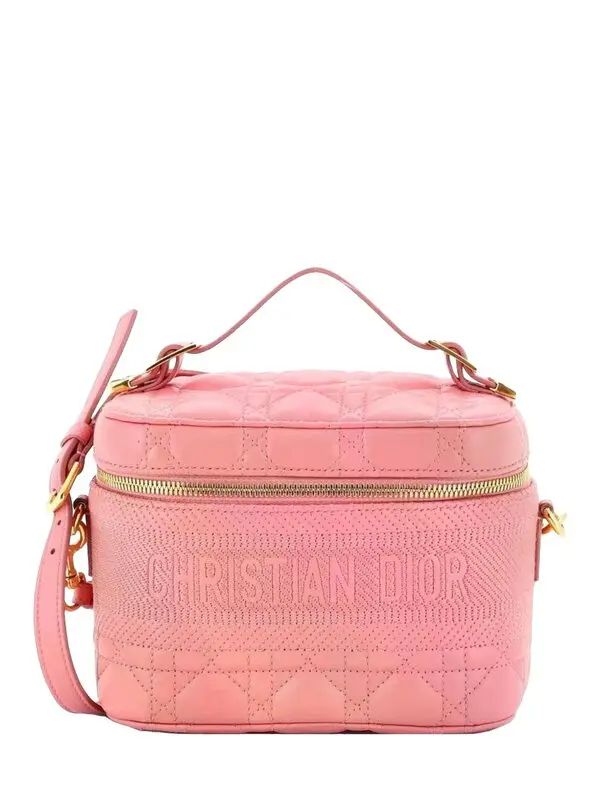 Dior Diortravel Convertible Vanity Case Cannage Quilt Lambskin Small Crossbody Bag - Pink