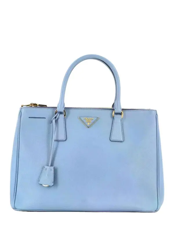 Prada Double Zip Lux Saffiano Leather Medium Tote Bag - Blue