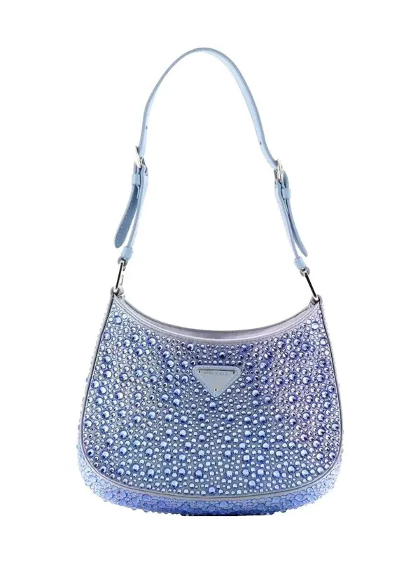 Prada Cleo Shoulder Bag Crystal Embellished Satin - Blue