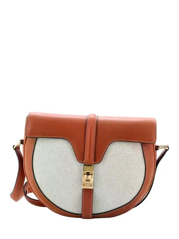 Celine Besace 16 Canvas And Leather Crossbody Bag - Brown
