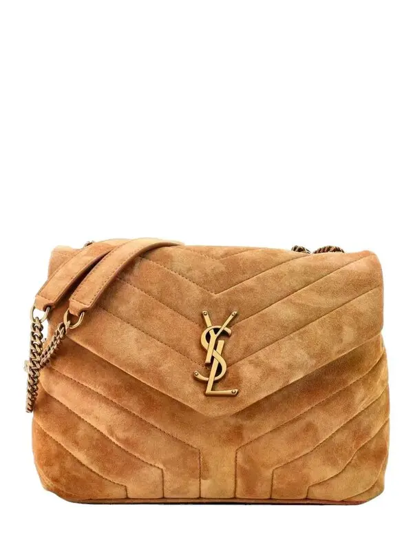 Saint Laurent Loulou Matelassé Chevron Small Shoulder Bag - Neutrals