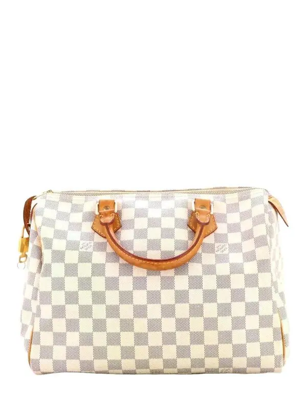 LOUIS VUITTON Speedy Handbag Damier 30 Satchel - White