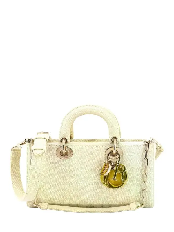 Dior Lady D-joy Bag Macrocannage Quilt Denim Satchel - Yellow