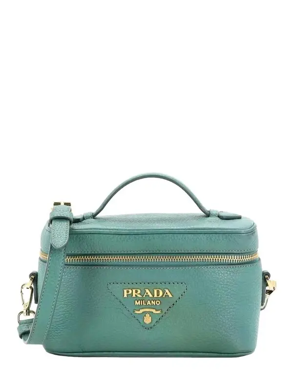 Prada Convertible Top Handle Vanity Vitello Daino Mini Bag - Green