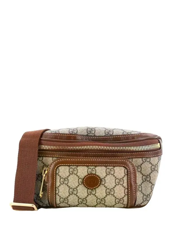 Gucci Interlocking G Patch Gg Coated Canvas Large Belt Bag - Brown