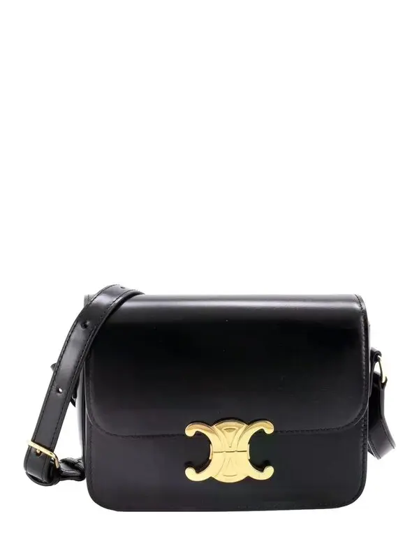 Celine Triomphe Teen Crossbody Bag Smooth Calfskin Shoulder Bag - Black