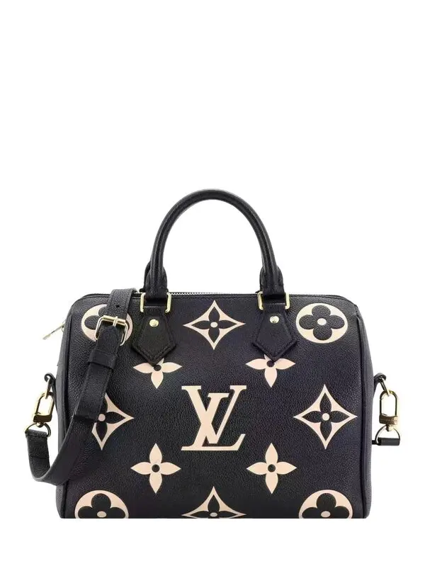 LOUIS VUITTON Speedy Bandouliere Bicolor Monogram Empreinte Giant 25 Handbag - Black