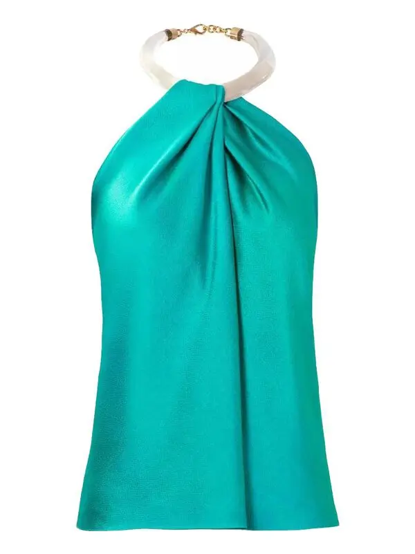 Silvia Tcherassi Dianela Halterneck Blouse - Green