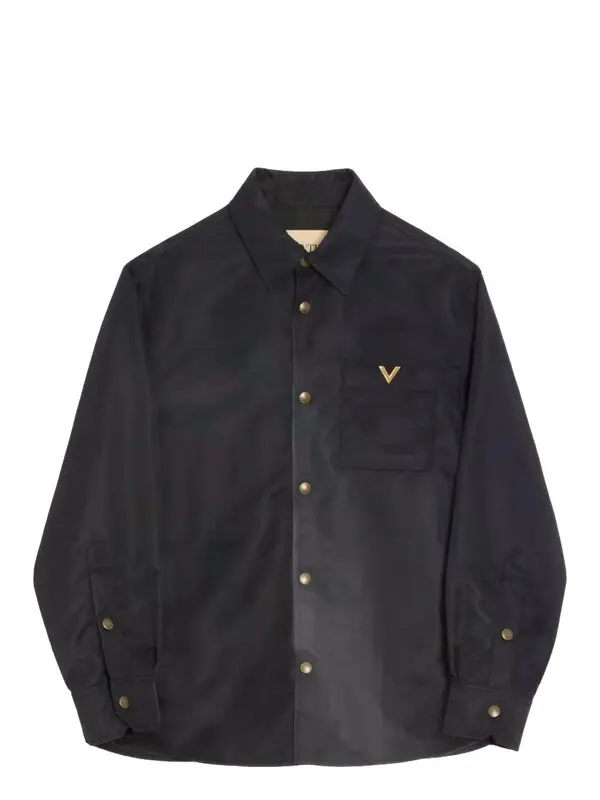 Valentino Garavani Nylon Shirt Jacket With Vgold - Black