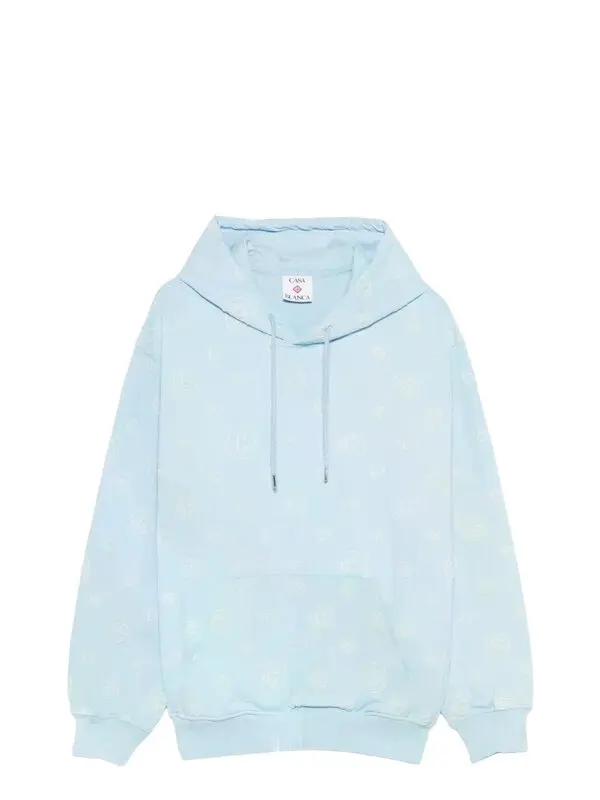 Casablanca Monogram-appliqué Hoodie - Blue