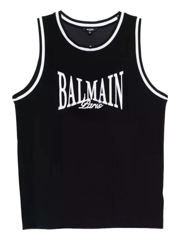 Balmain Logo-embroidered Tank Top - Black