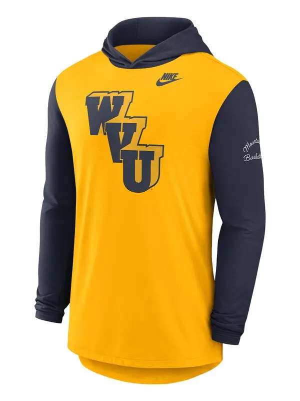 Nike West Virginia Campus Legacy Dri-fit College Long-sleeve Hooded T-shirt - Yellow