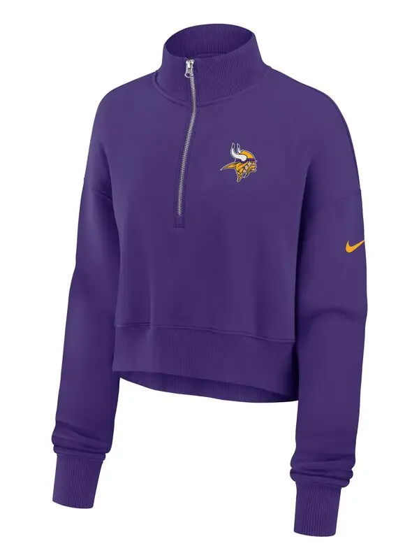 Nike Minnesota Vikings Phoenix Nfl Cropped Quarter-zip Crew - Purple