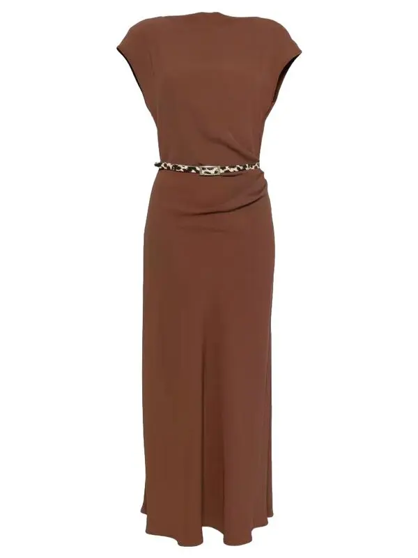 Imperial Belted Maxi Dress - Brown