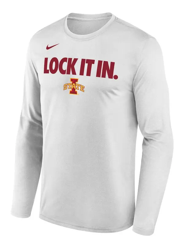 Nike Iowa State 2026 On-court Bench Dri-fit College Long-sleeve T-shirt - White
