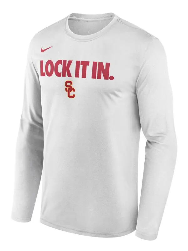 Nike Usc 2026 On-court Bench Dri-fit College Long-sleeve T-shirt - White