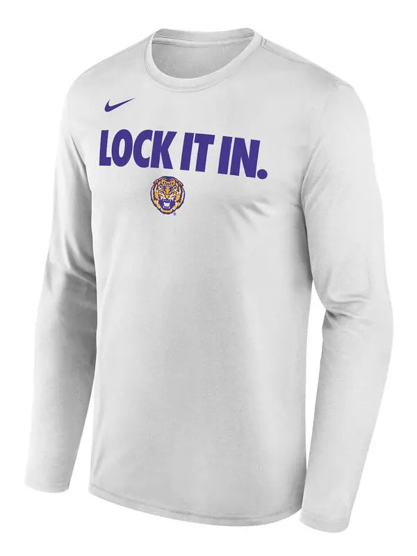 Nike Lsu 2026 On-court Bench Dri-fit College Long-sleeve T-shirt - White