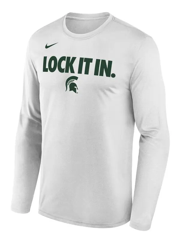 Nike Michigan State 2026 On-court Bench Dri-fit College Long-sleeve T-shirt - White