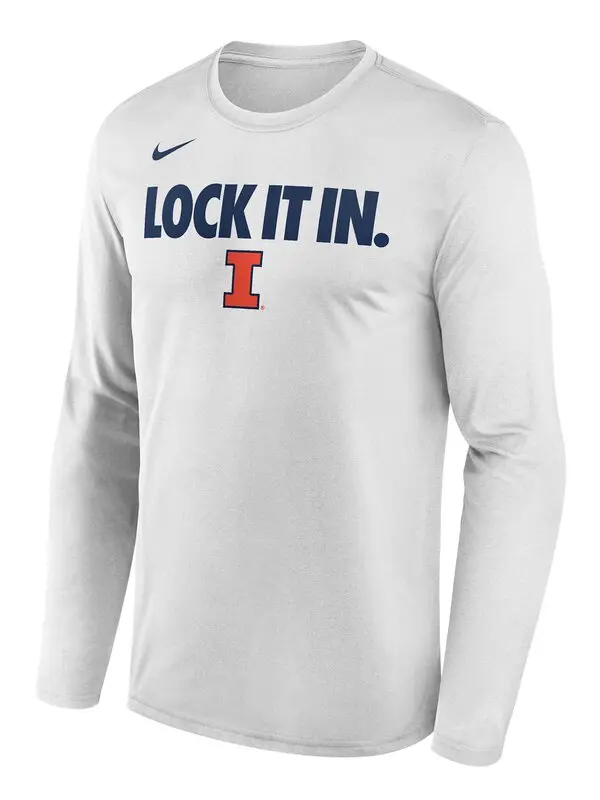 Nike Illinois 2026 On-court Bench Dri-fit College Long-sleeve T-shirt - White