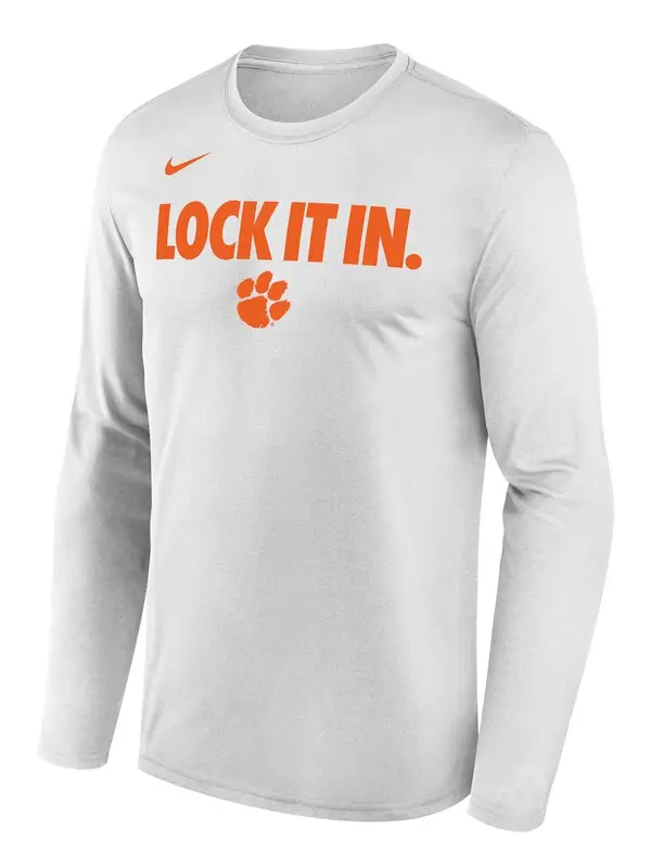 Nike Clemson 2026 On-court Bench Dri-fit College Long-sleeve T-shirt - White