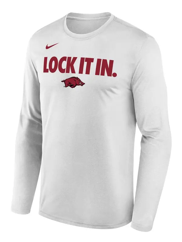 Nike Arkansas 2026 On-court Bench Dri-fit College Long-sleeve T-shirt - White