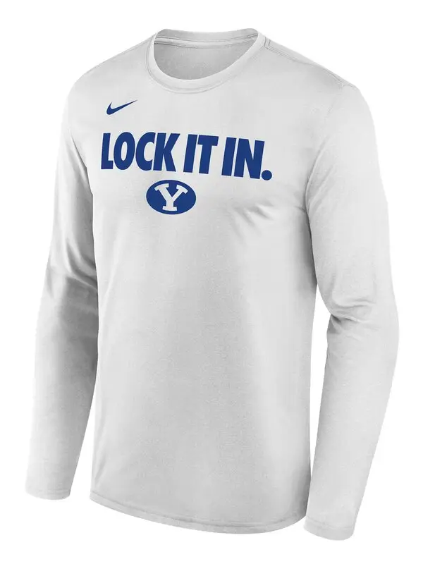 Nike Byu 2026 On-court Bench Dri-fit College Long-sleeve T-shirt - White