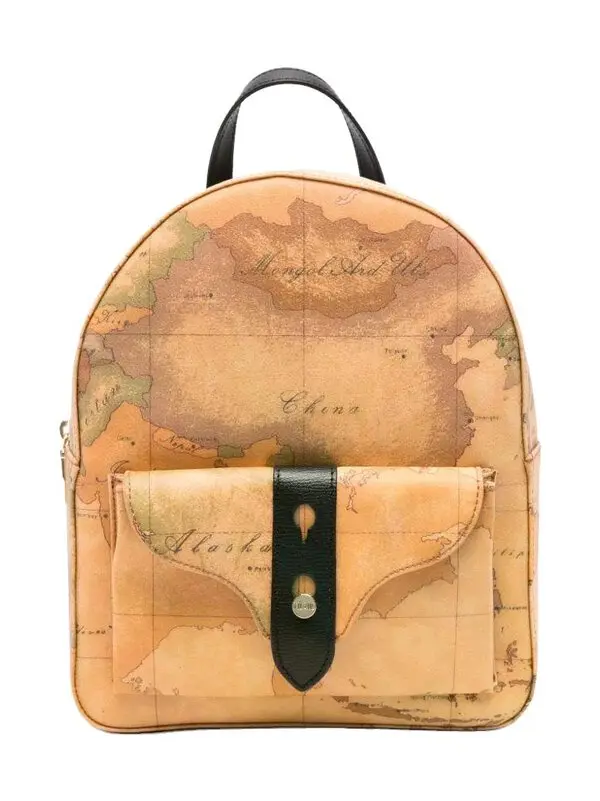 ALVIERO MARTINI 1° CLASSE Map-print Backpack - Neutrals
