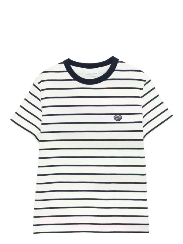 Maison Labiche Clavery Striped Appliqué T-shirt - Neutrals