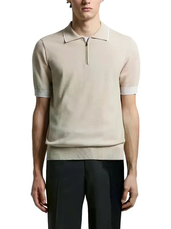 Peserico Zip Short-sleeve Polo - Neutrals
