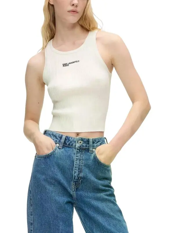 Karl Lagerfeld Ribbed Tank Top - Neutrals