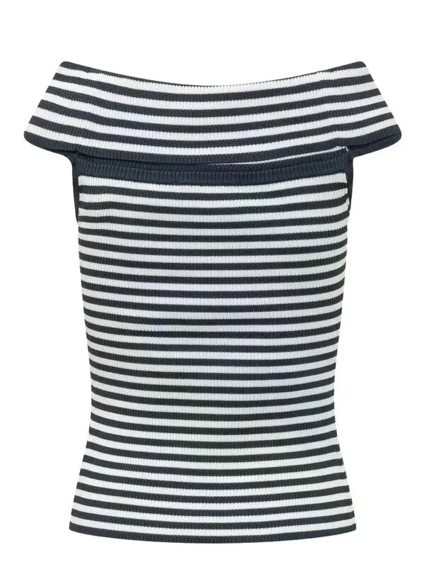 Michael Kors Striped Foldover Top - Blue