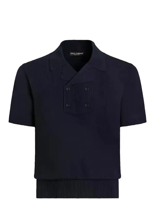 Dolce & Gabbana Cotton Knit Polo Shirt - Blue