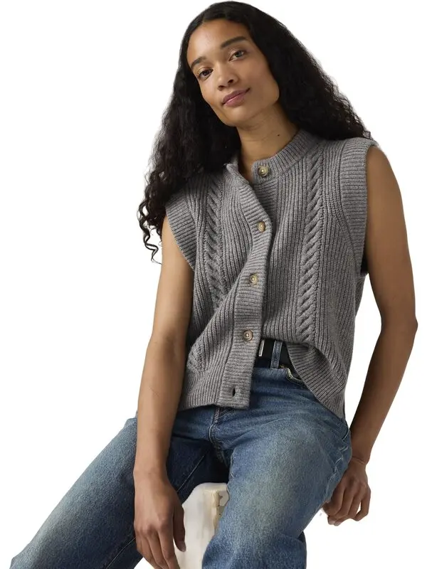 LEVI'S Ines Cable Vest - Mid Heather Gray