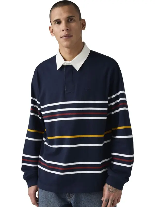 LEVI'S Union Rugby Shirt - Theo Stripe Navy Blazer