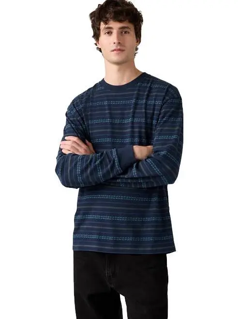 LEVI'S Authentic Long-sleeve T-shirt - Nash Geo Jacquard Stripe Navy Blazer