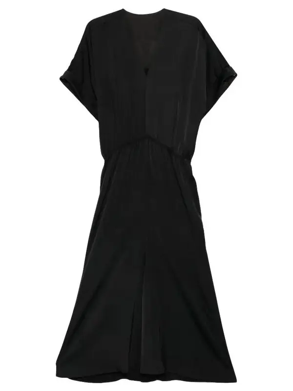 LESS V-neck Flared Dress - Black