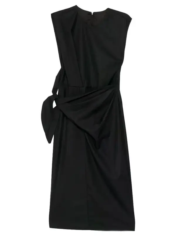 LESS Tied-waist Draped Dress - Black