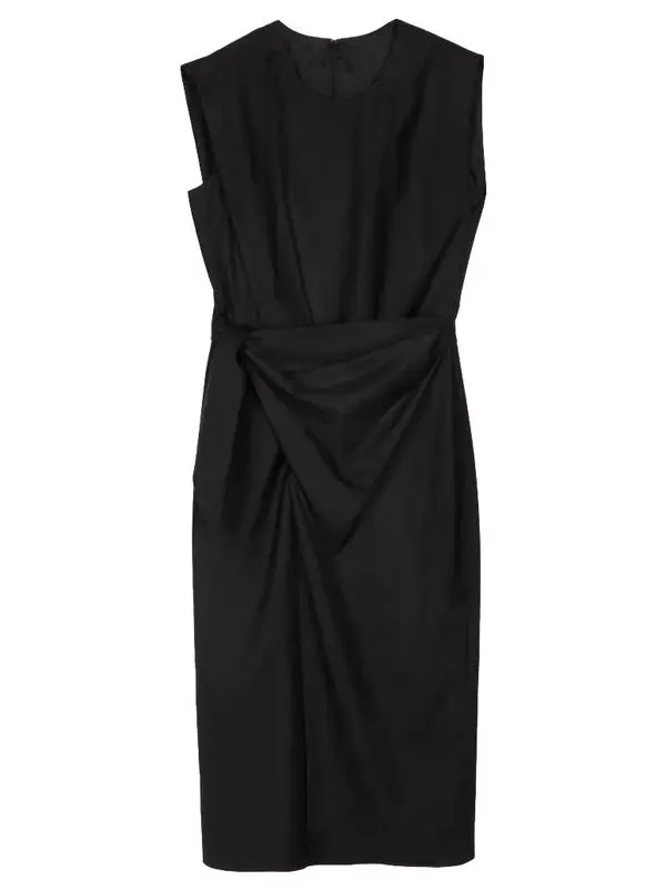 LESS Tied-waist Draped Dress - Black