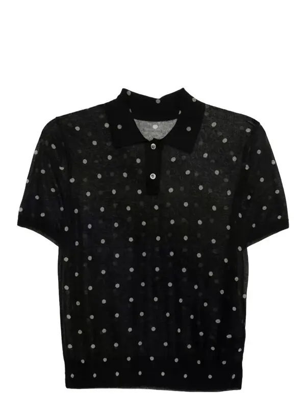JNBY Polka Dot Polo Top - Black