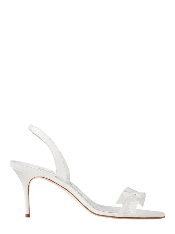 Manolo Blahnik Cigaurasli 70 Leather Slingback Sandals - White