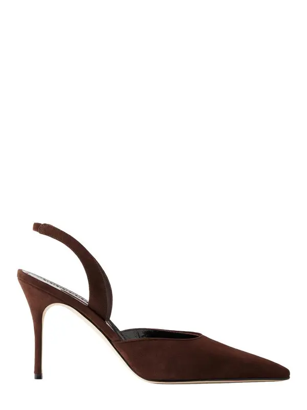 Manolo Blahnik Borelapla 90 Suede Slingback Pumps - Brown