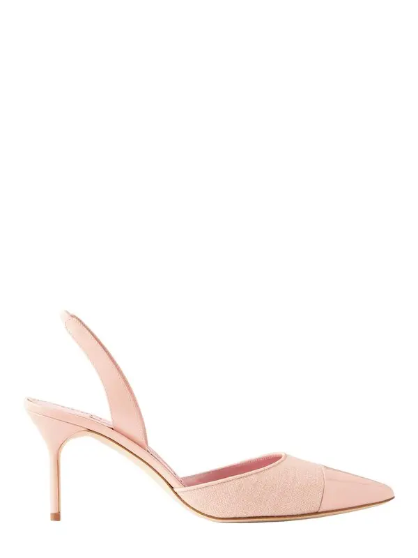Manolo Blahnik Capsli 70 Canvas And Patent-leather Slingback Pumps - Pink