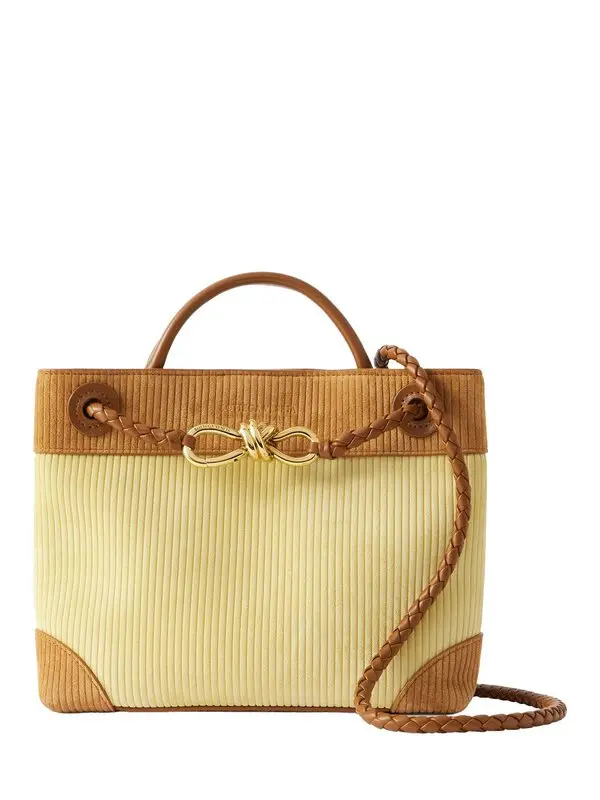 Bottega Veneta Andiamo Ribbed Suede Tote - Brown