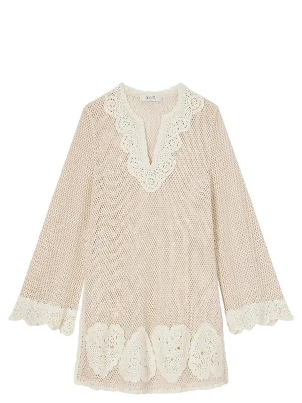 Sea Madelyn Crocheted Cotton Coverup - Neutrals