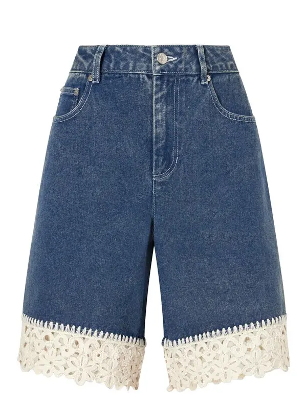 Sea Stasia Crochet-knit Denim Shorts - Blue