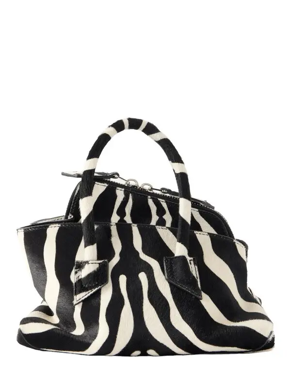 Attico La Passeggiata Asymmetric Zebra-print Calf Hair Tote - Animal Print